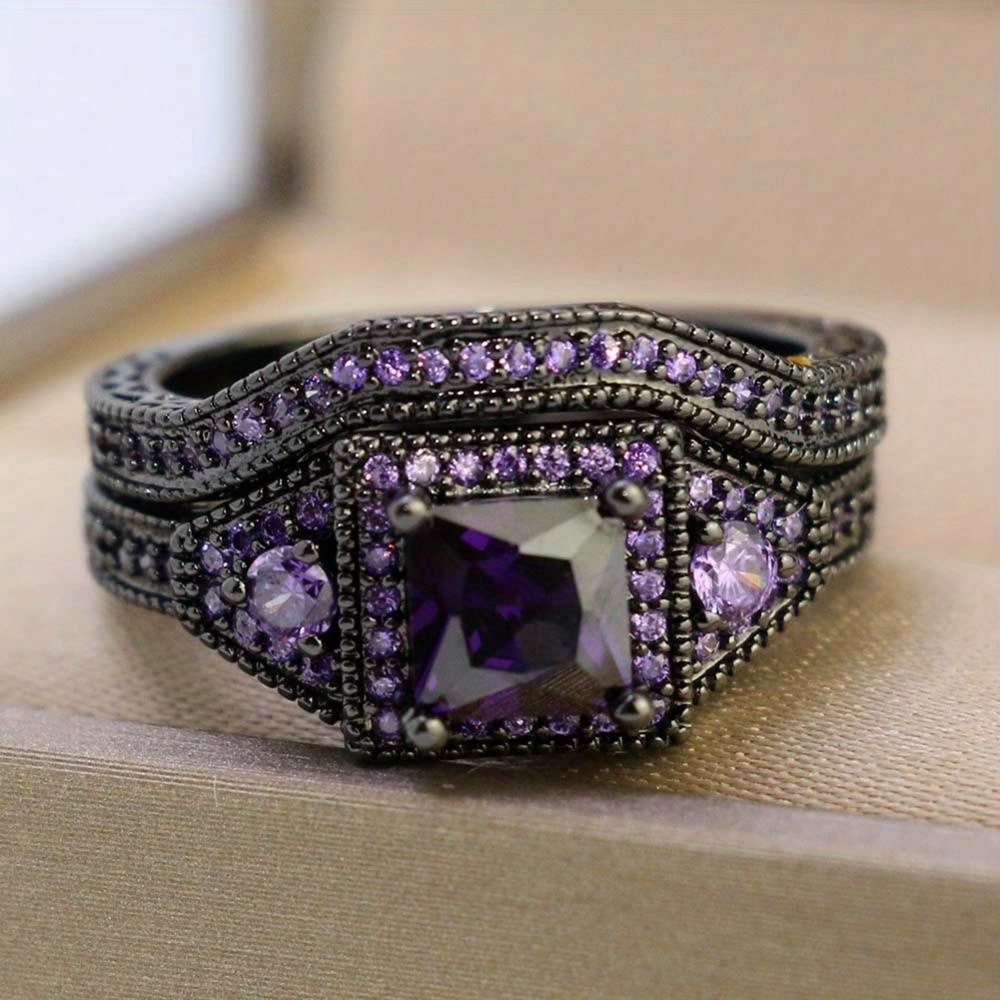 Men's Ring Men's Purple Stainless Steel Ring Purple Cubic - Temu Canada