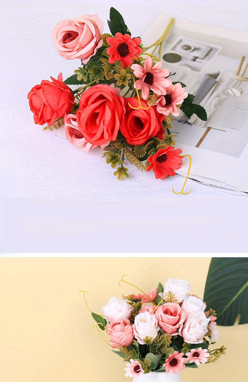5 Heads Curly Rose Bouquet Wedding Decoration Living Room - Temu United ...
