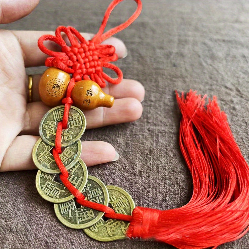 Antique Alloy Copper Coin Five Emperors Money Door Door Mahogany Gourd ...