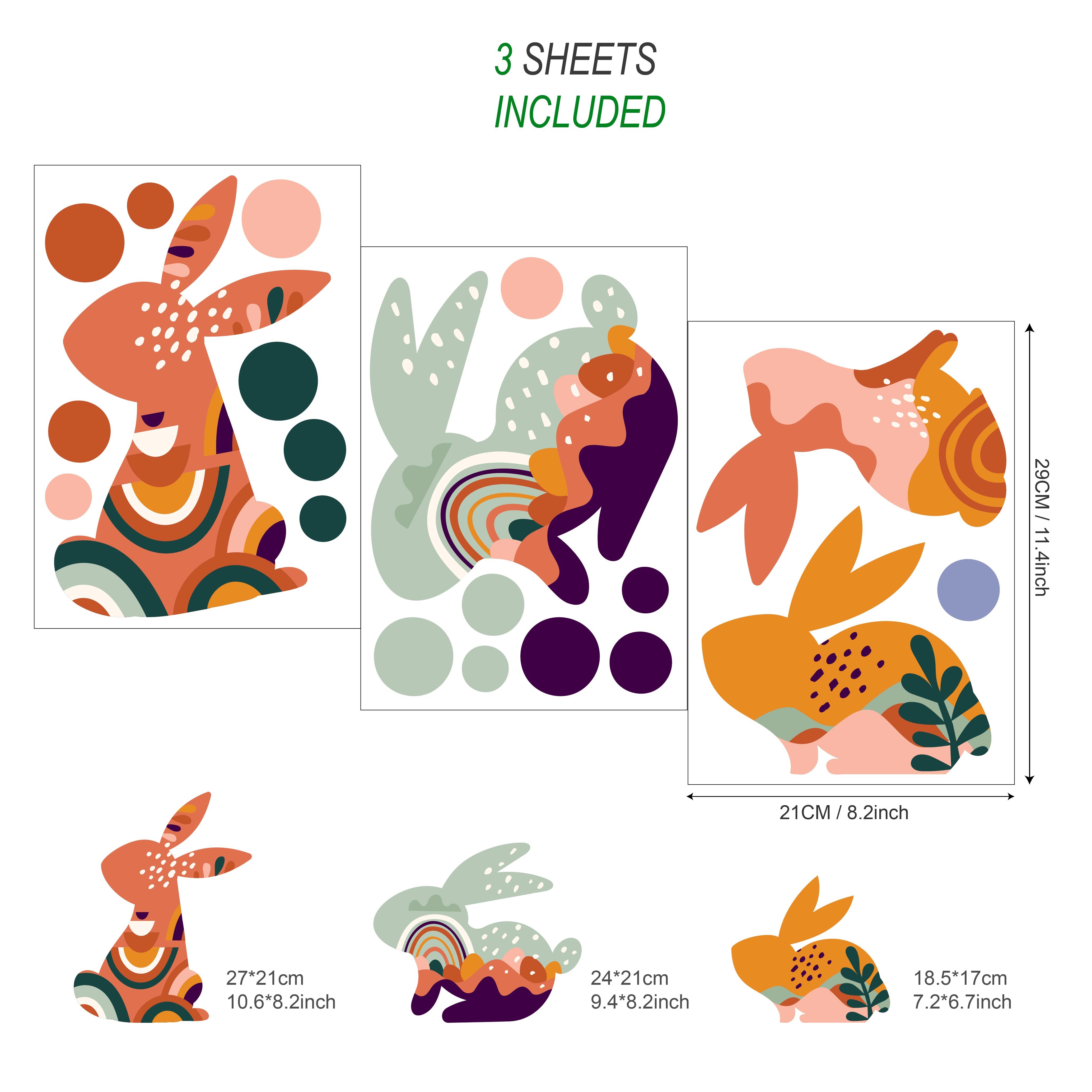 3pcs Set Removable Wall Sticker Diy Art Waterproof Sticker Easter ...