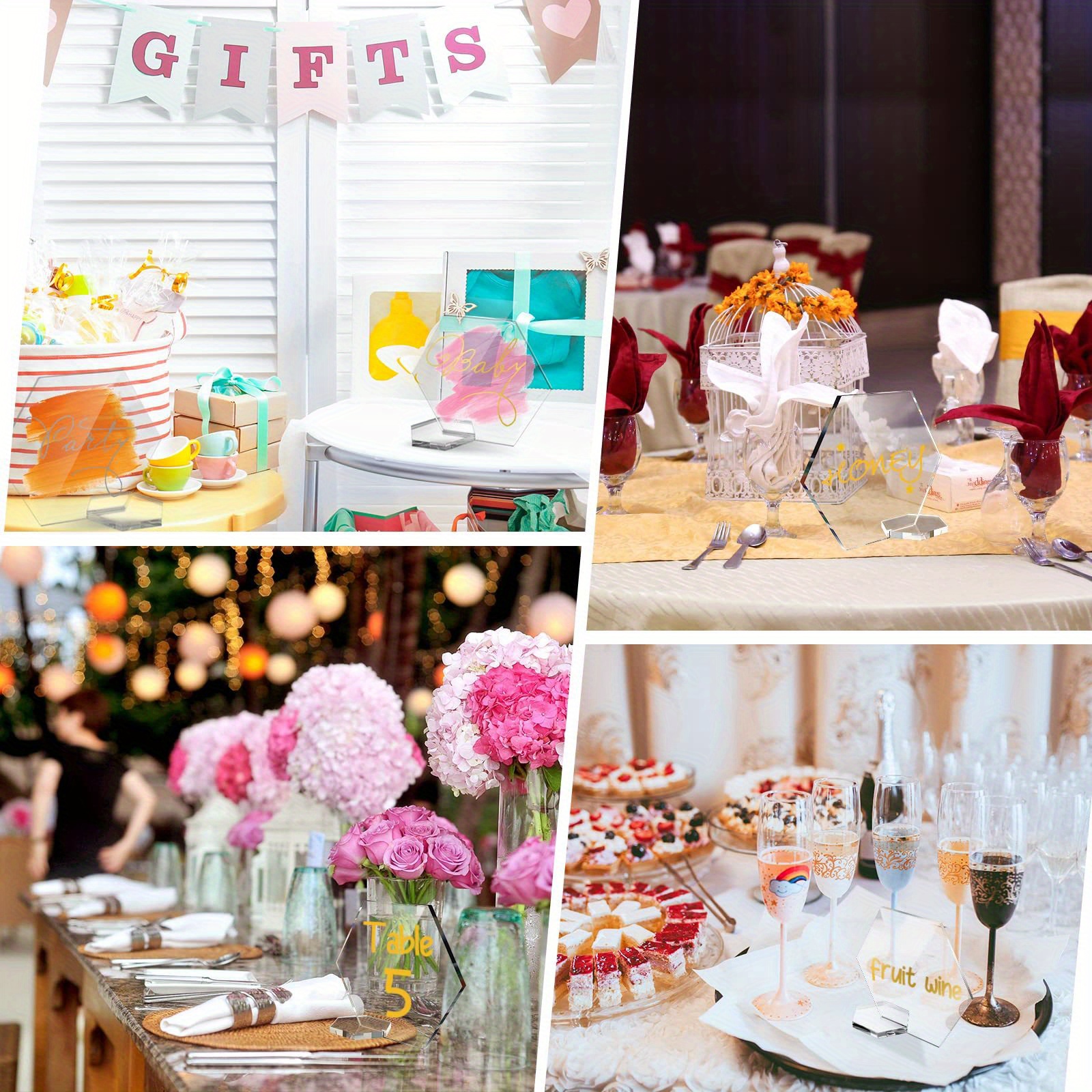 Holders Acrylic Name Cards Hexagon Table Number - Temu Canada