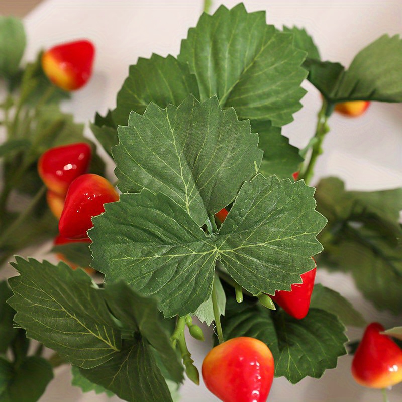 2pcs realistic artificial strawberry stem for diy crafts and home decor ...