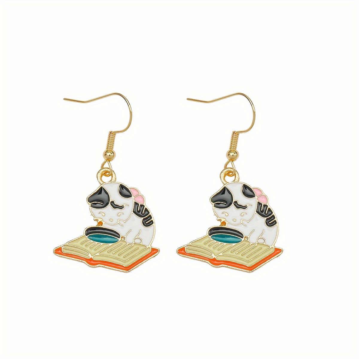 Kitty Cat Magnifying Glass Reading Earrings Cute Simple Drop - Temu Canada