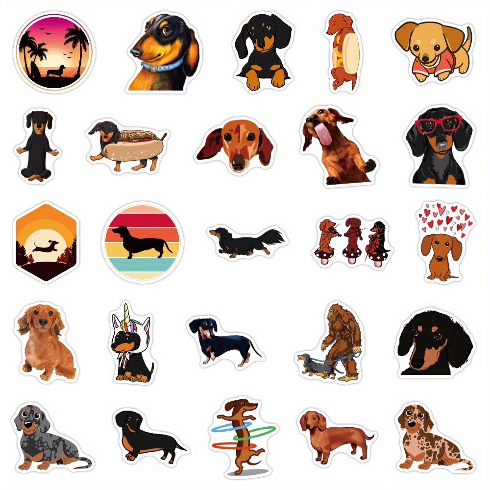 New Cute Dog Dachshund Dog Graffiti Sticker Battery Car - Temu