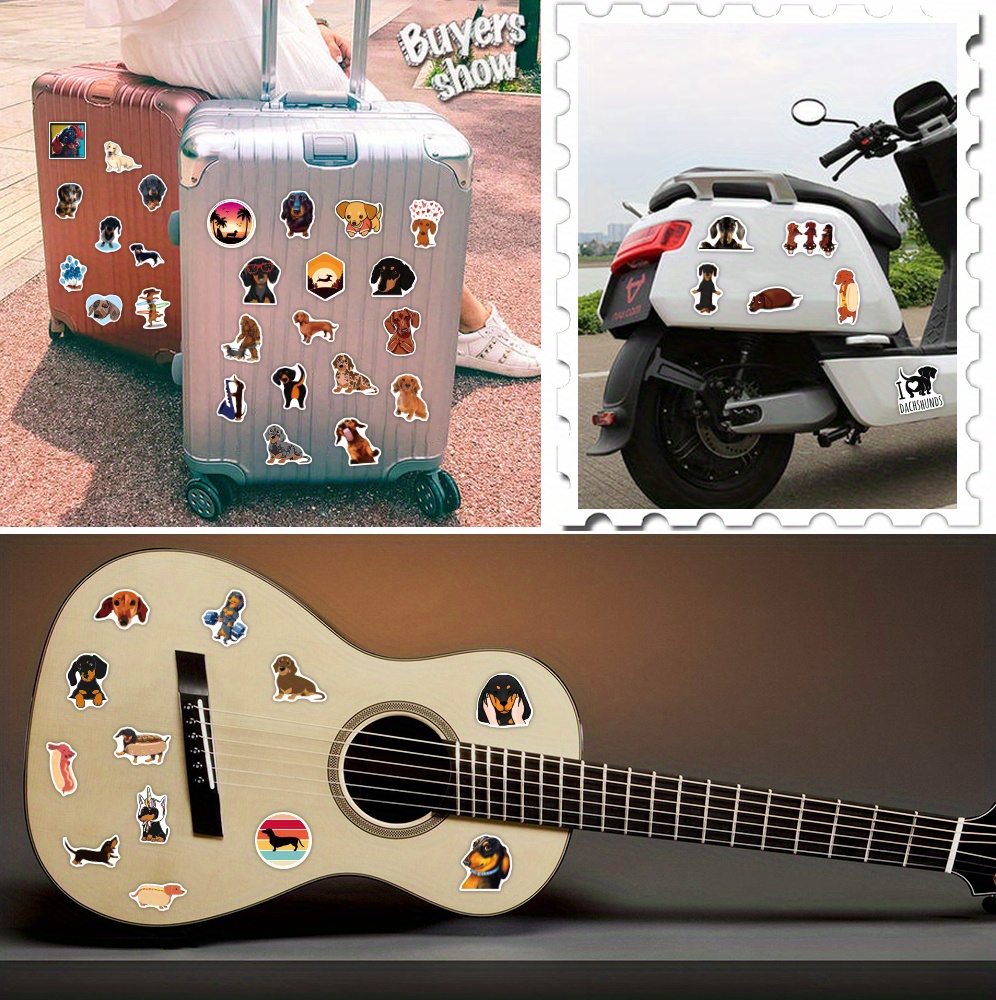 New Cute Dog Dachshund Dog Graffiti Sticker Battery Car - Temu