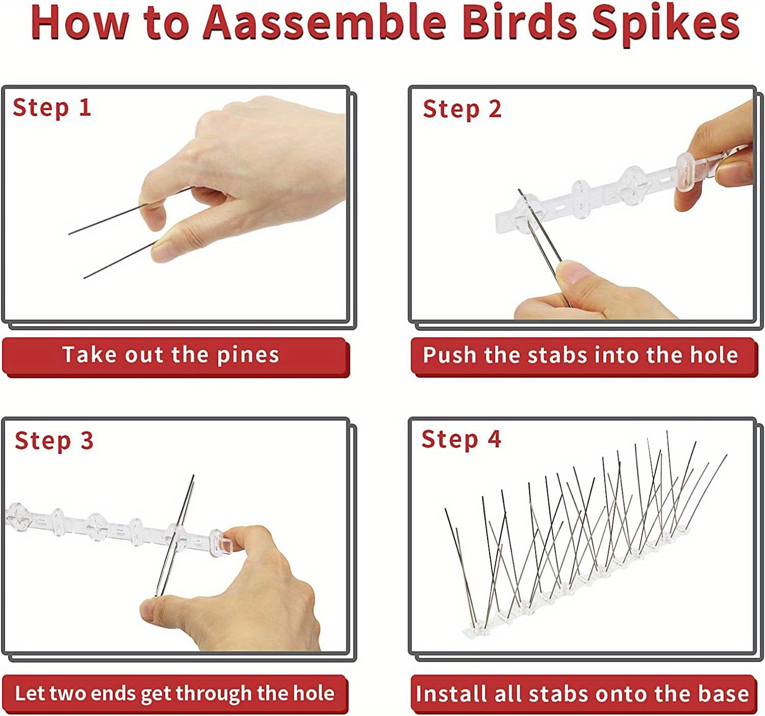 Bird Spikes Stainless Steel Keep Birds Cats Squirrel Away - Temu