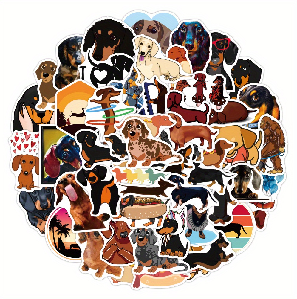 New Cute Dog Dachshund Dog Graffiti Sticker Battery Car - Temu