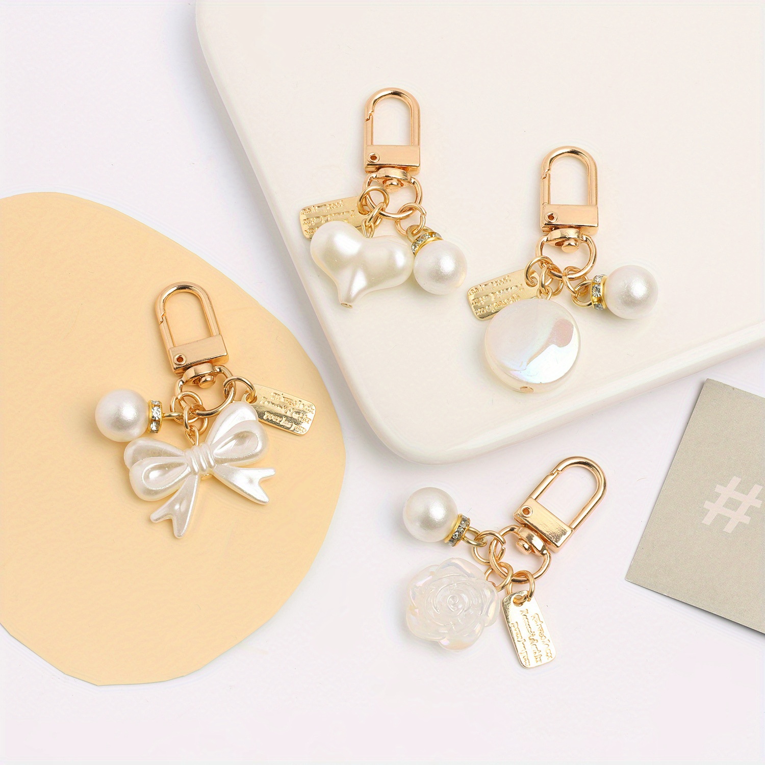 elegant heart bow flower keychain pearl woman jewelry - Temu New Zealand