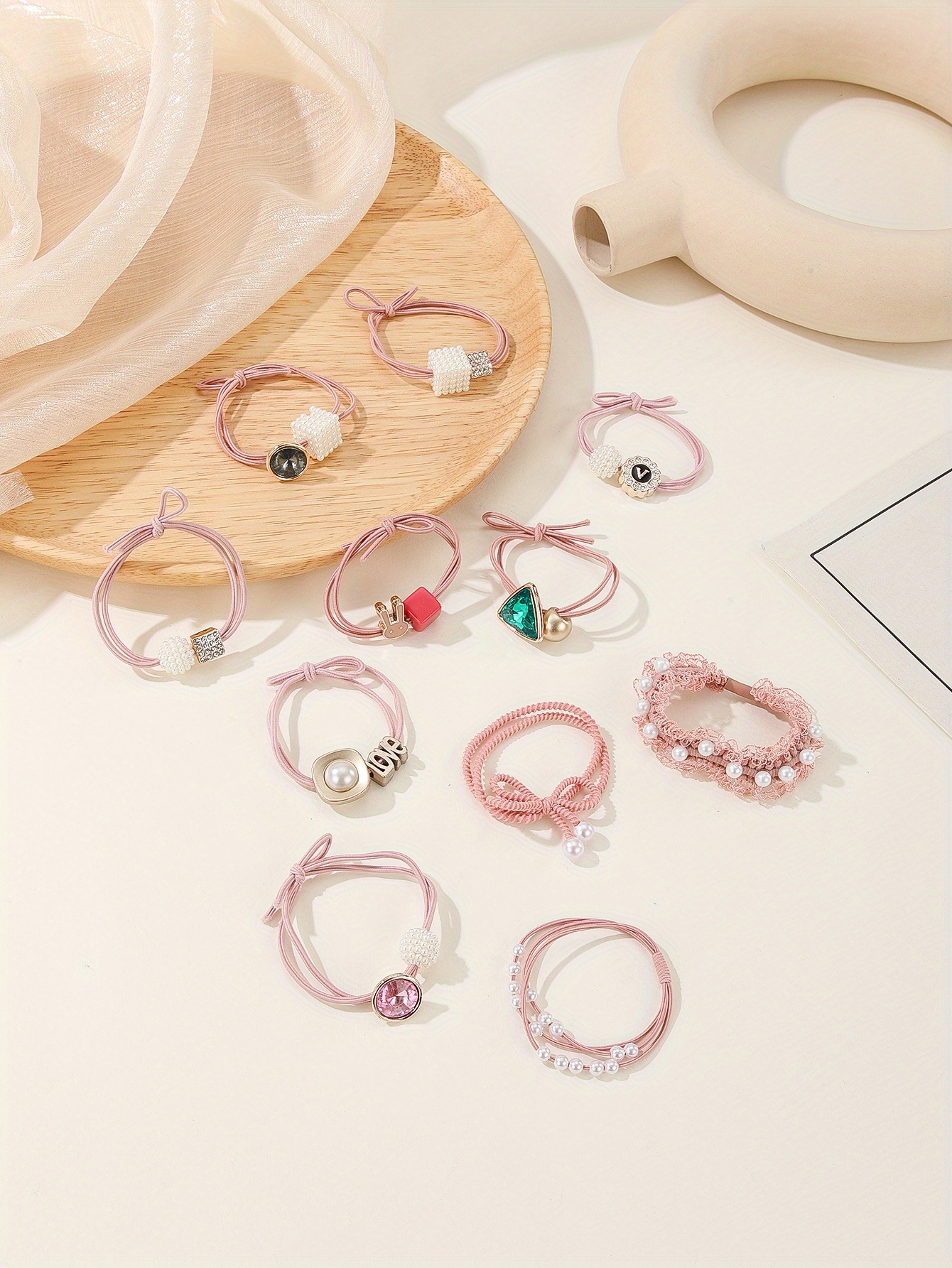 Pink Assorted Hair Ropes Ponytail Ties Cute - Temu Australia