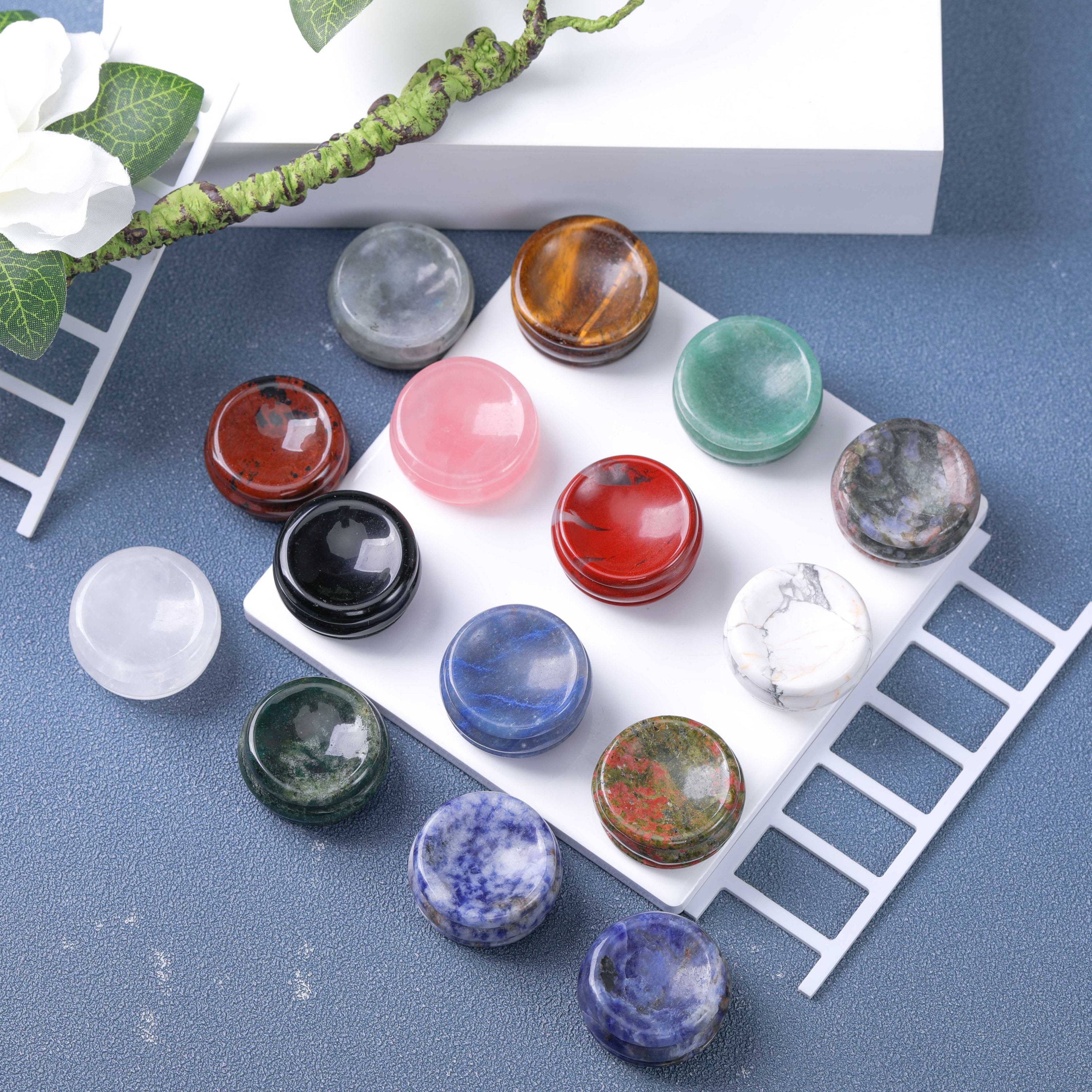 natural crystal ball base smooth round palm stone worry - {region_name}