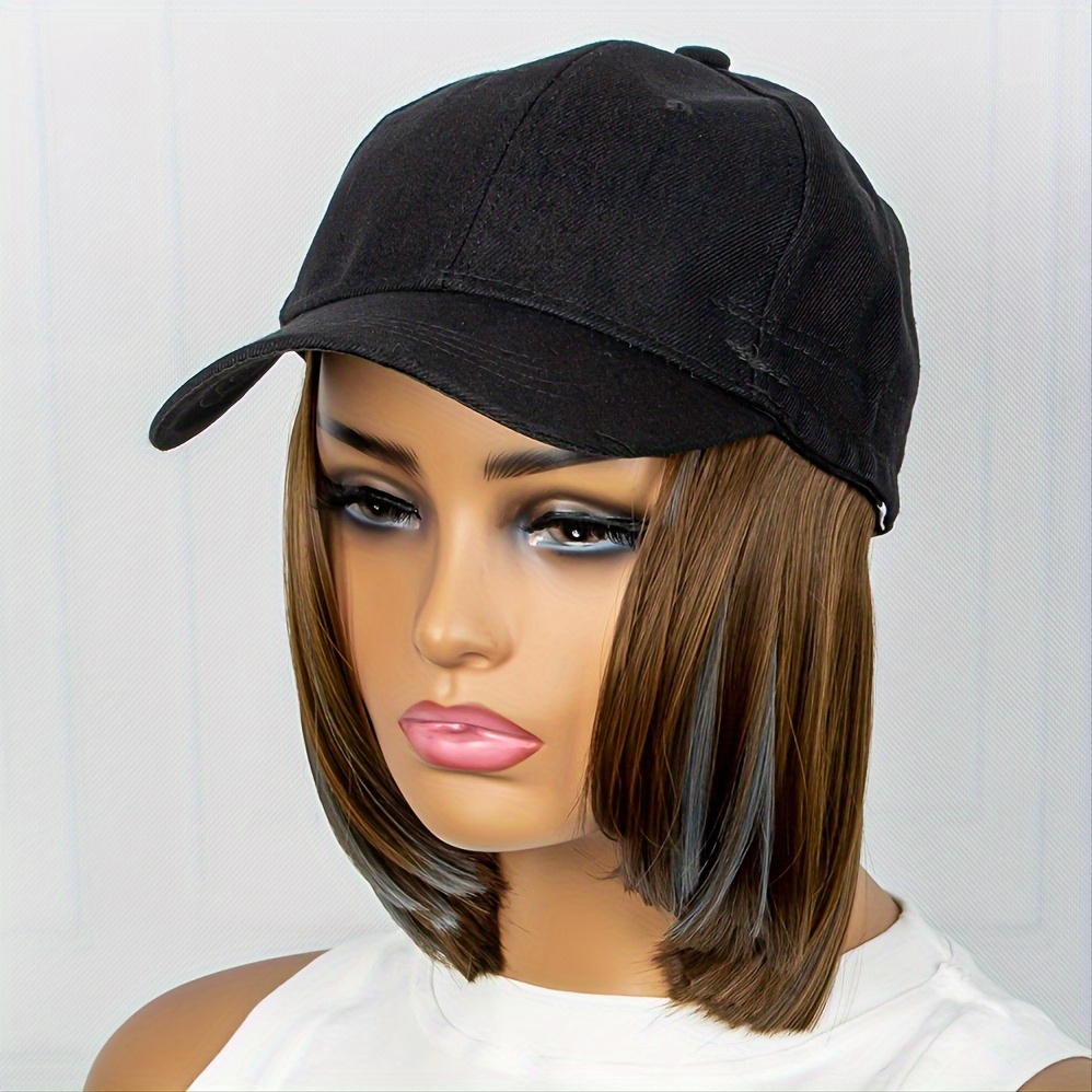 Short Bob Wig Cap Mixed Blue Color Synthetic Hair Extensions - Temu