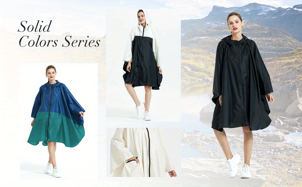 Lightweight Rain Poncho Jacket Coat Zipper Hooded Raincoat - Temu ...