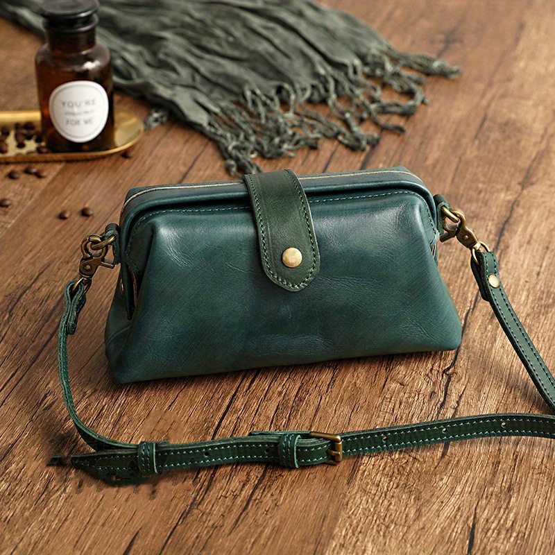 Vintage Crossbody Bag Women's Leather Clips Purses Solid Color Small ...