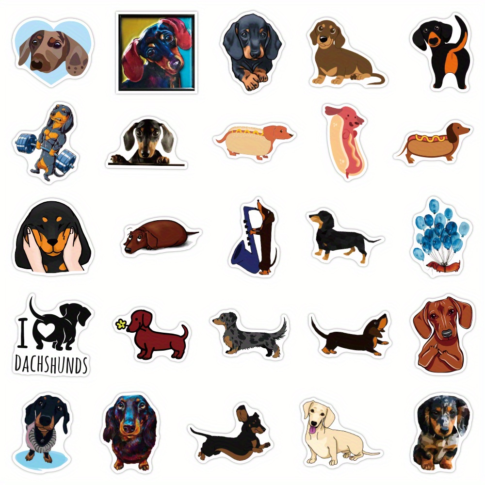 New Cute Dog Dachshund Dog Graffiti Sticker Battery Car - Temu
