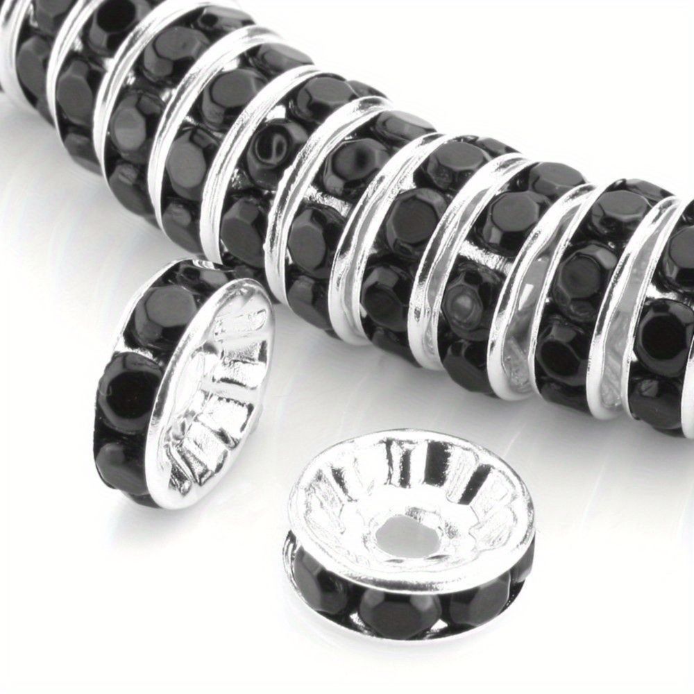 100pcs 8mm Silver Plated Black Czech Crystal Rhinestone For - Temu ...