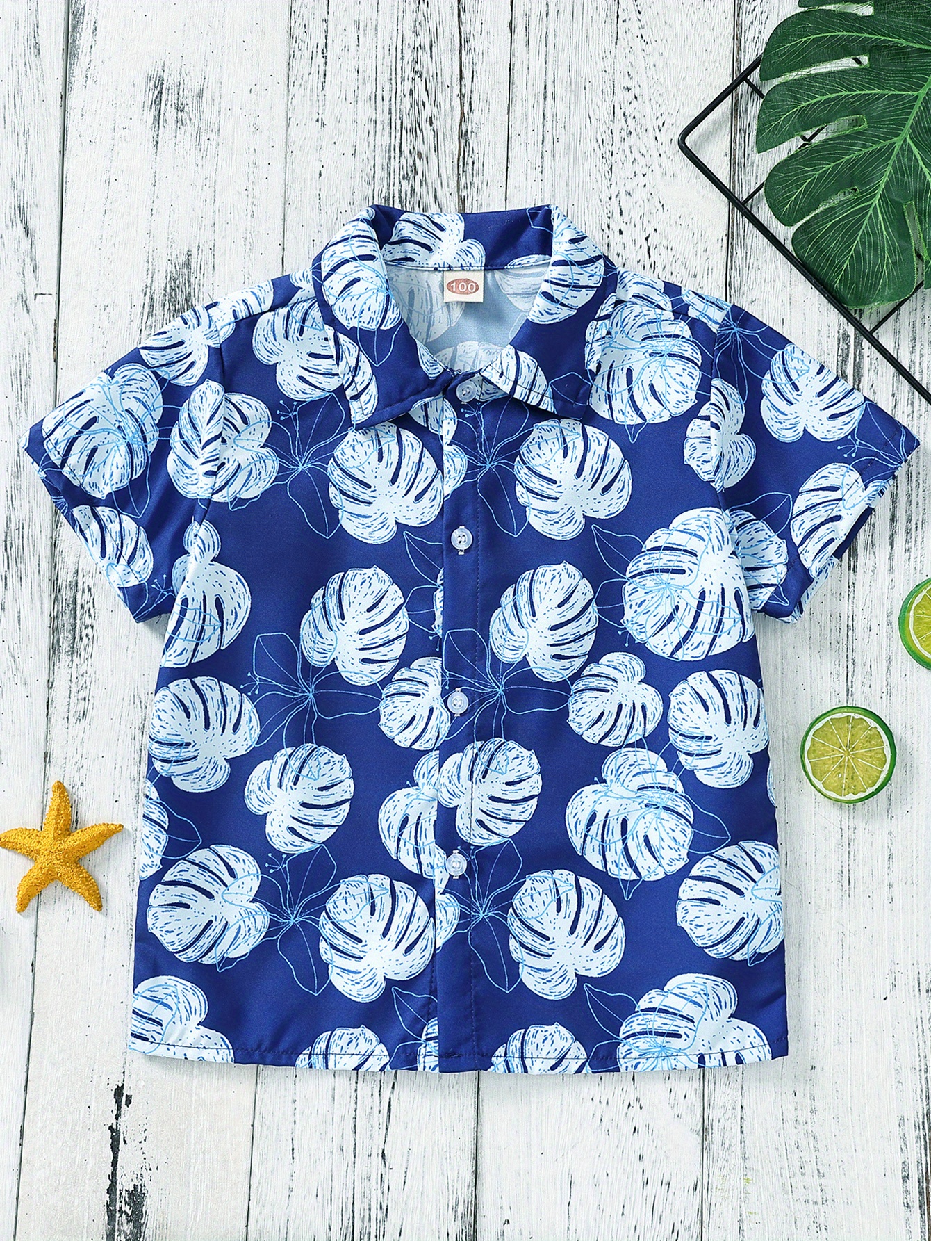 Boys Leaf Print Short Sleeves Shirt Vacation - Temu Norway