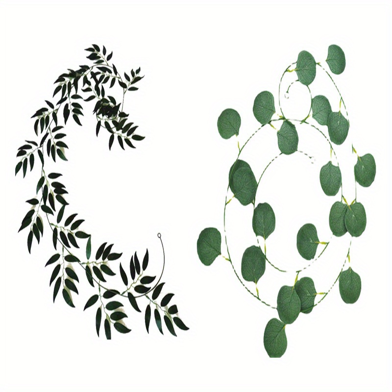 1pc artificial hanging willow leaves vines twigs simulated eucalyptus ...