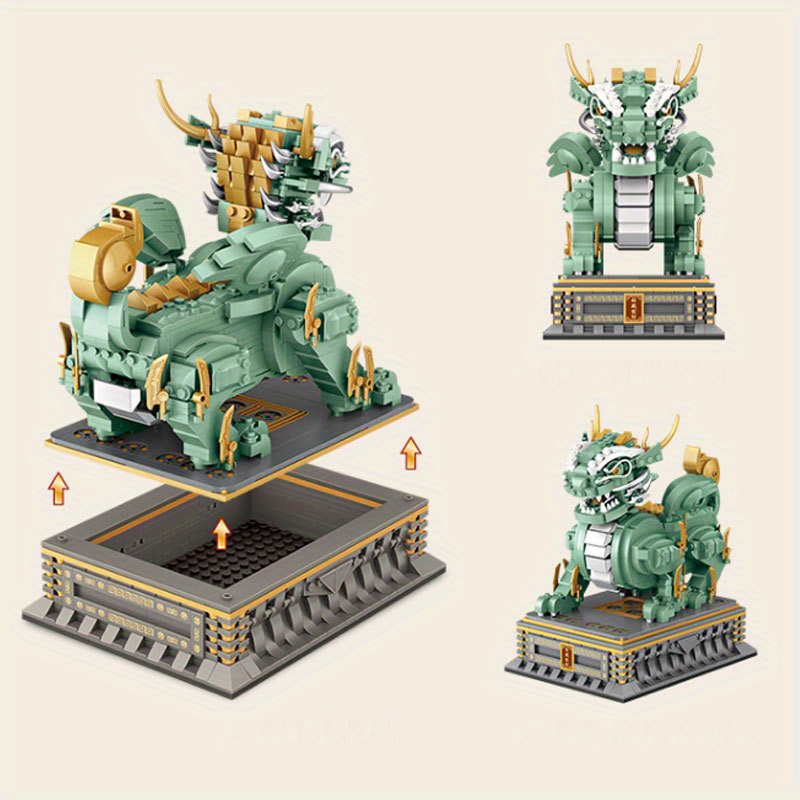 Chinese Culture Jade Seal Unicorn Mascot Mini Building Blocks | Save ...