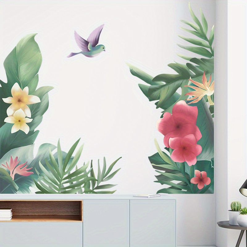 Plants Flowers Birds Wall Stickers Self - Temu Australia