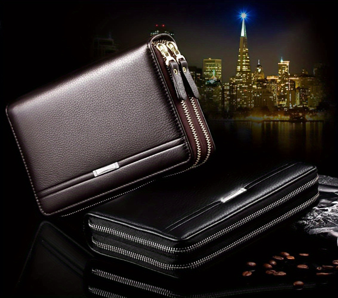 Mens Long Pu Leather Clutch Wallet Large Travel Business Tote Bag Gift ...