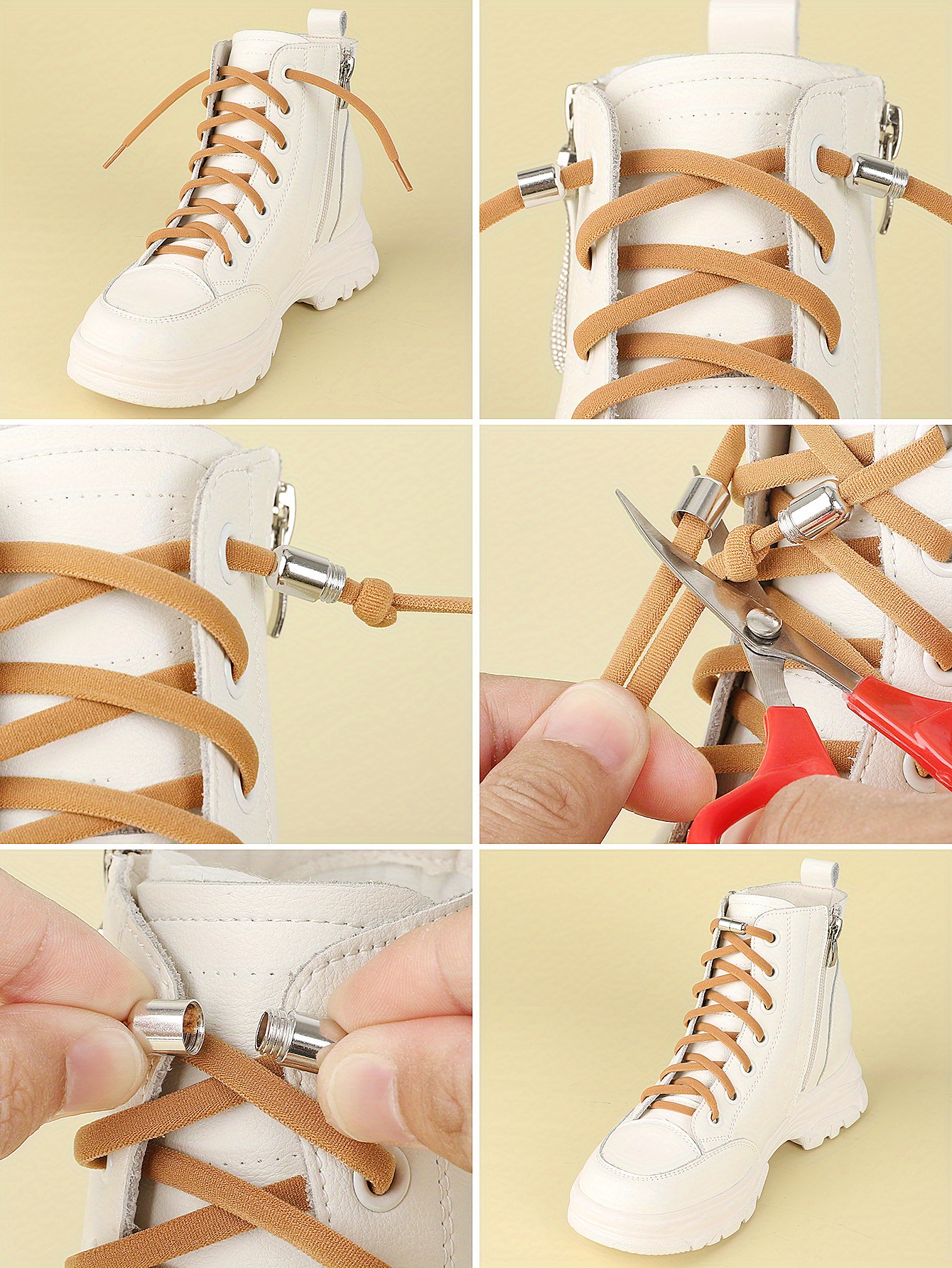 Brown Elastic Free tie Shoelaces Light Coffee Round Elastic - Temu ...