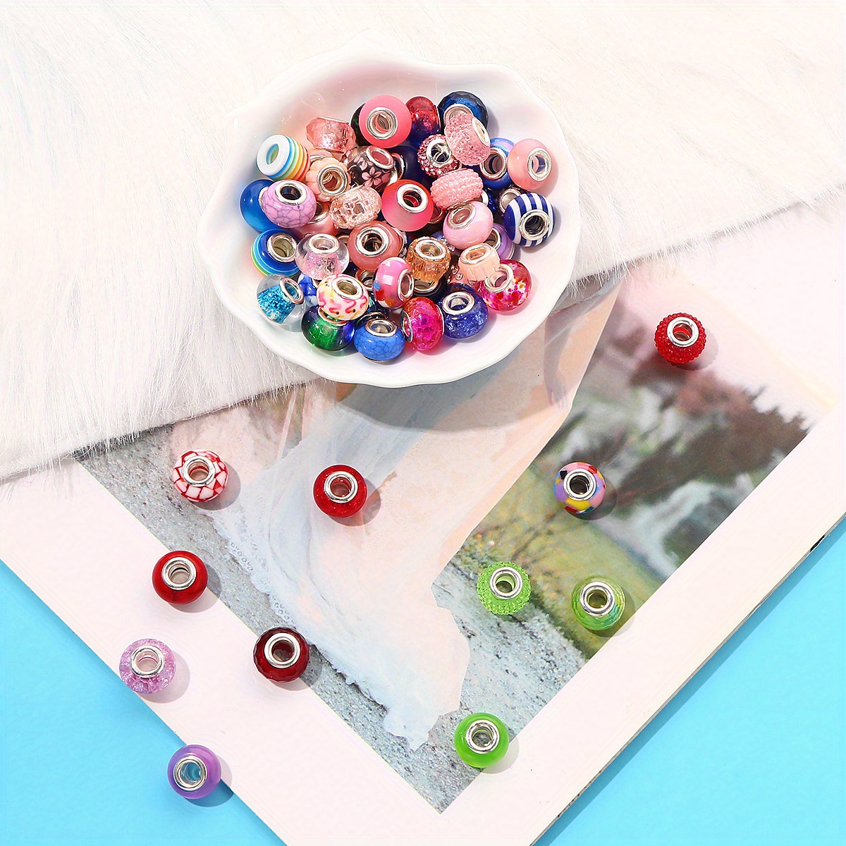 27 Style Rhinestone European Large Hole Beads Round Spacer - Temu ...