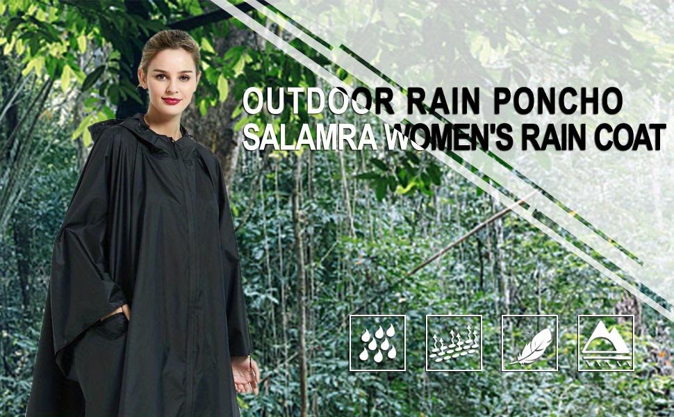 Lightweight Rain Poncho Jacket Coat Zipper Hooded Raincoat - Temu ...