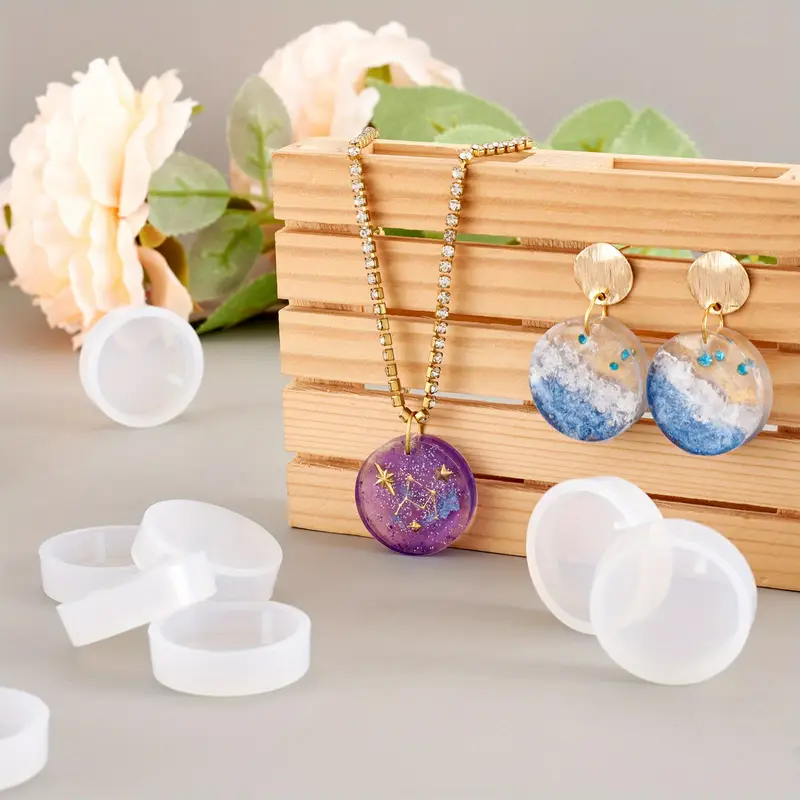 10pcs 평면 원형 Diy 펜던트 실리콘 몰드 수지 주조 금형 Uv 수지 에폭시 수지 쥬얼리 만들기 흰색 Temu Korea