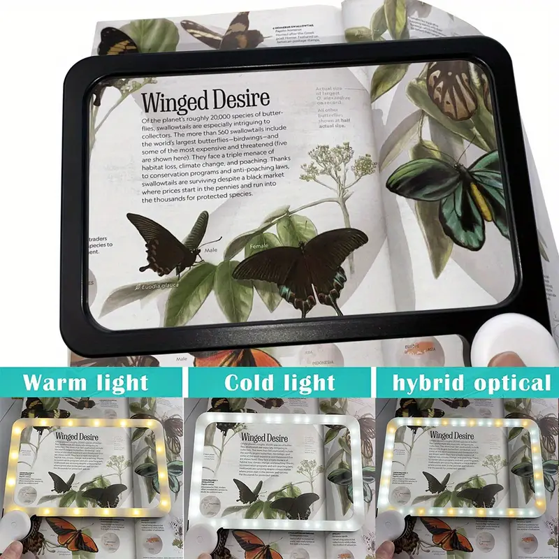 Full Page Large Magnifying Glass 48 Led Light Reading Aid Temu