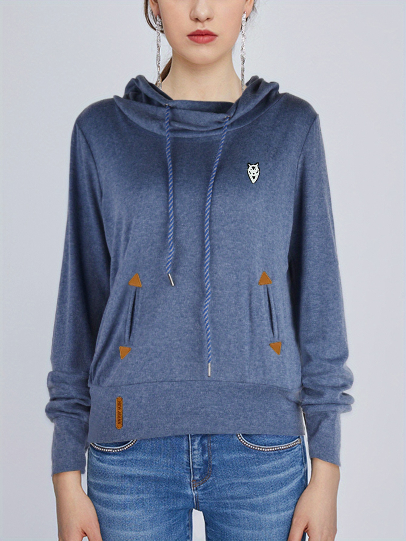 Small Logo Print Drawstring Hoodies Casual Long Sleeve - Temu United ...