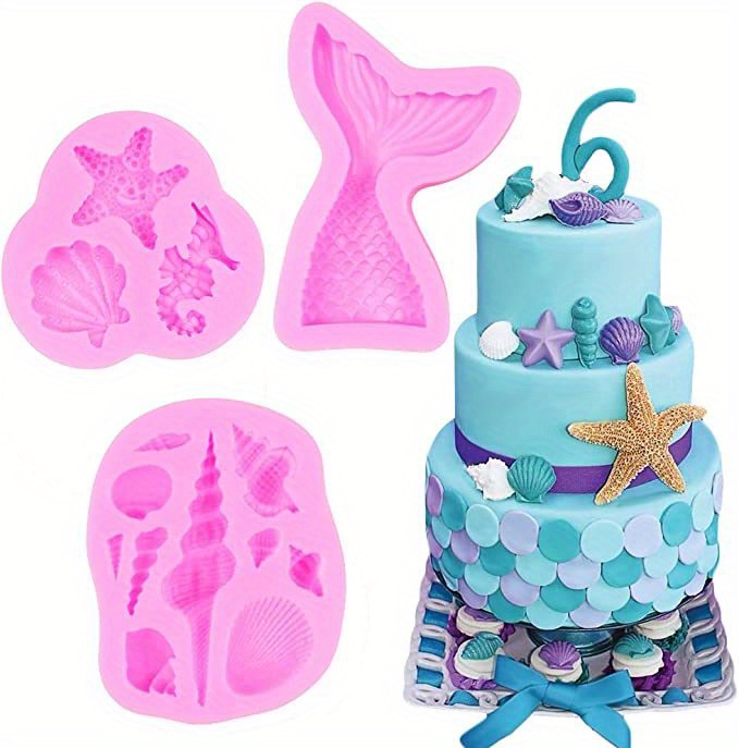 silicone fondant mold fishtail conch seahorse - Temu Philippines