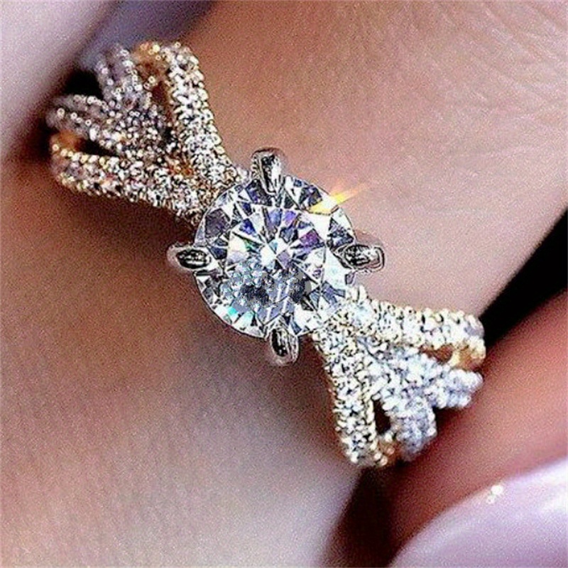 Elegant Cross Ring Square White Stone Rings For Women Wedding ...