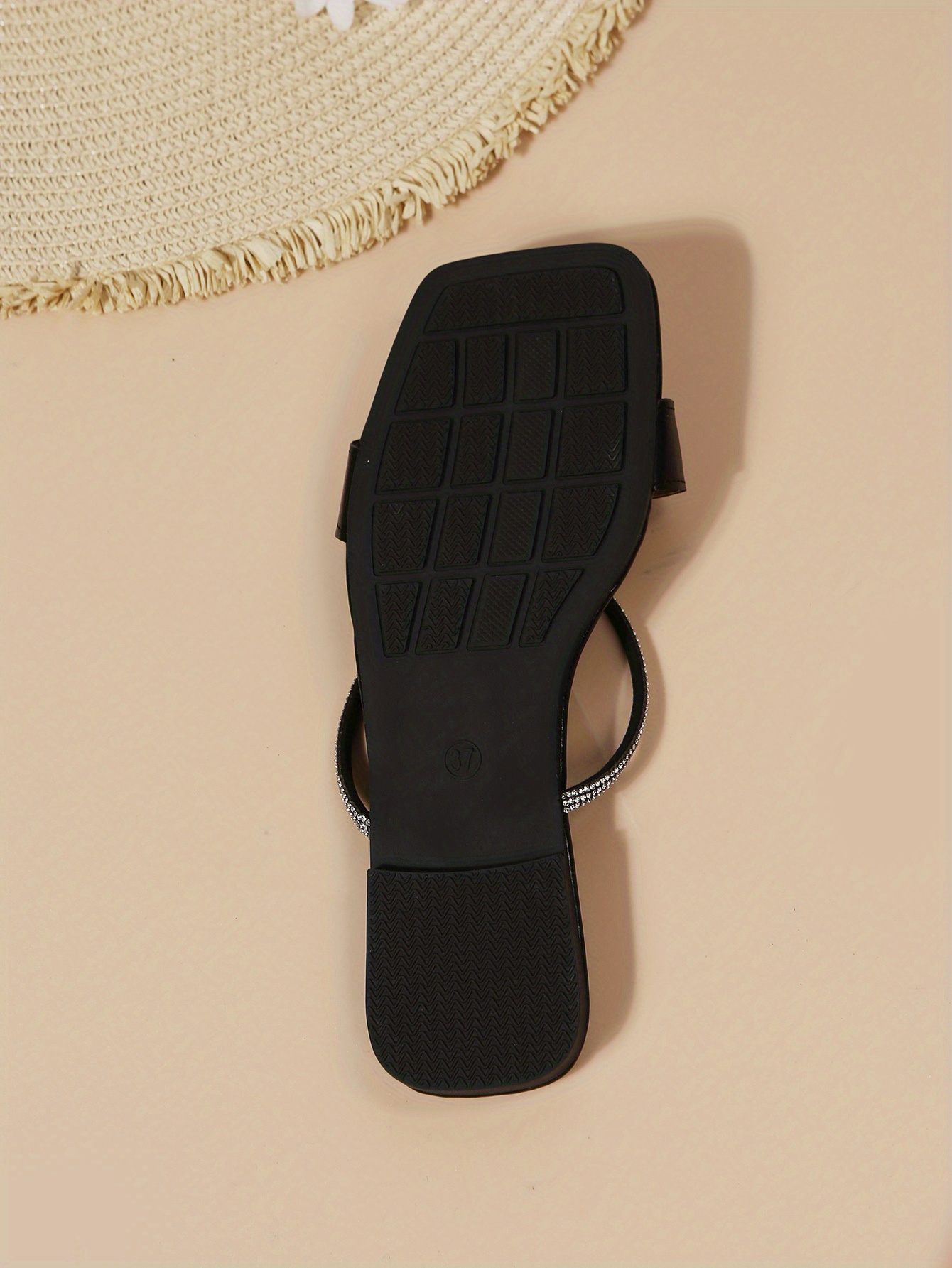 Women's Flat Slide Sandals Square Open Toe Double - Temu Canada