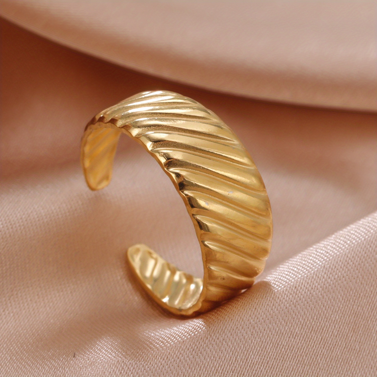 Vintage Cuff Ring 18k Gold Plated Stainless Steel Anti - Temu Australia