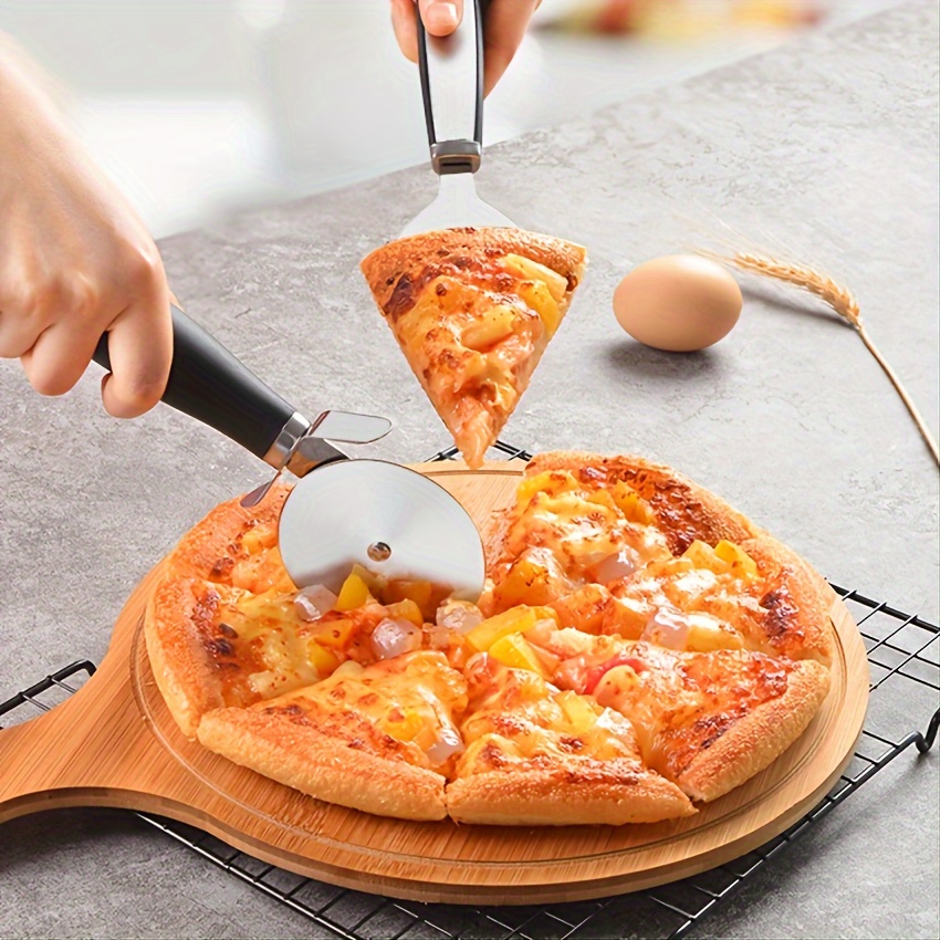 2pcs Set Stainless Steel Pizza Shovel And Pizza Roller Cutter Classic ...