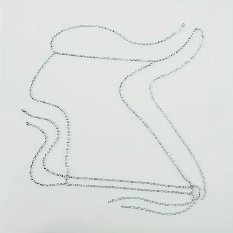 Exaggerated Sexy Body Chain Full Of Shiny Rhinestones Simple Temu