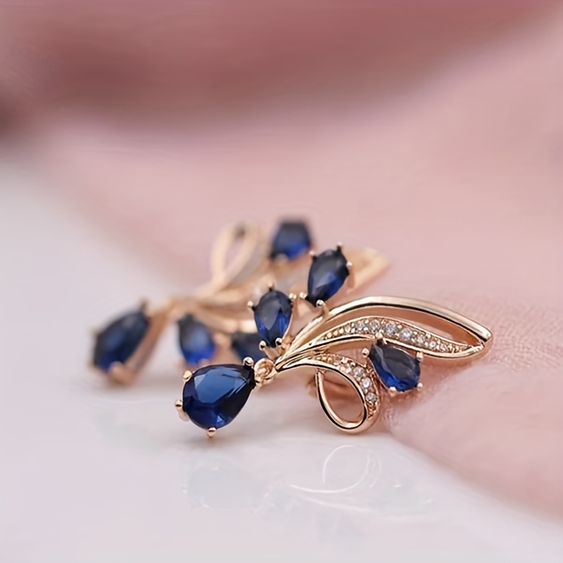 Water Drop Rose Red Natural Zirconia Dangle Earrings Jewelry - Temu Norway