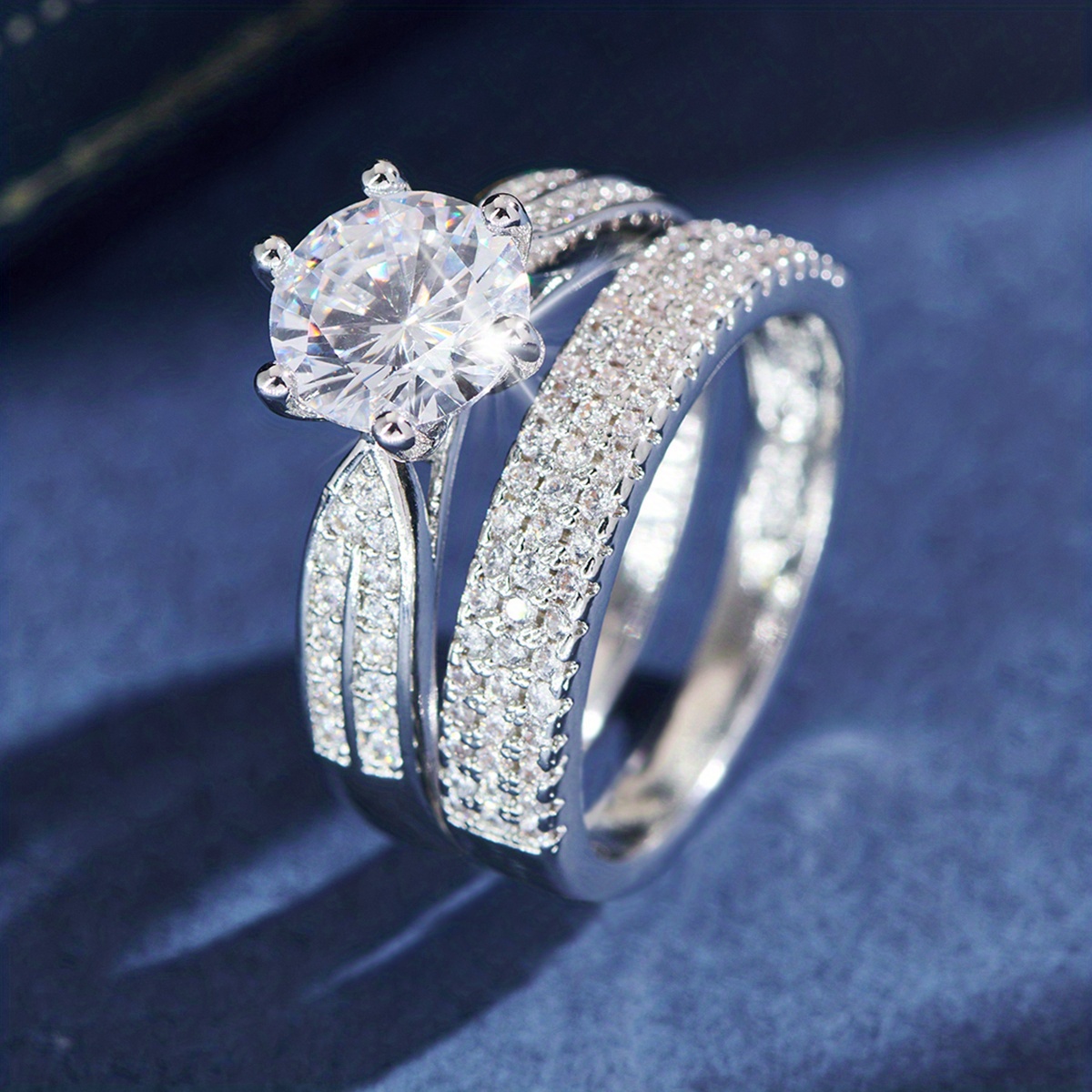 Boho Style Couple Ring Inlaid Shining Zircon Copper Material - Temu ...