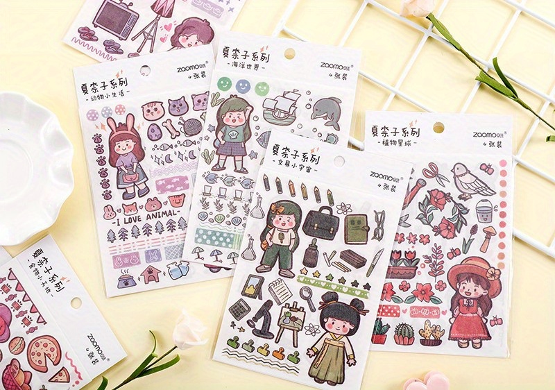 Washi Sticker Cute Girl Series Cute Cartoon Journal Book - Temu Australia