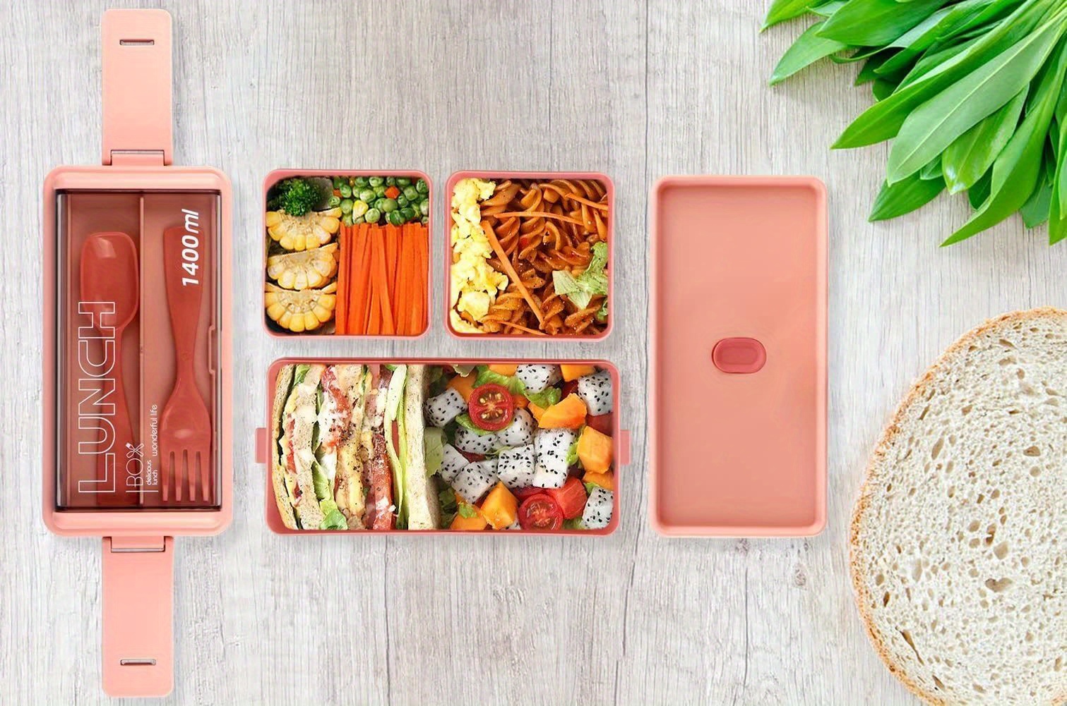 Bento Box Box In One Stackable Bento Lunch Box Temu