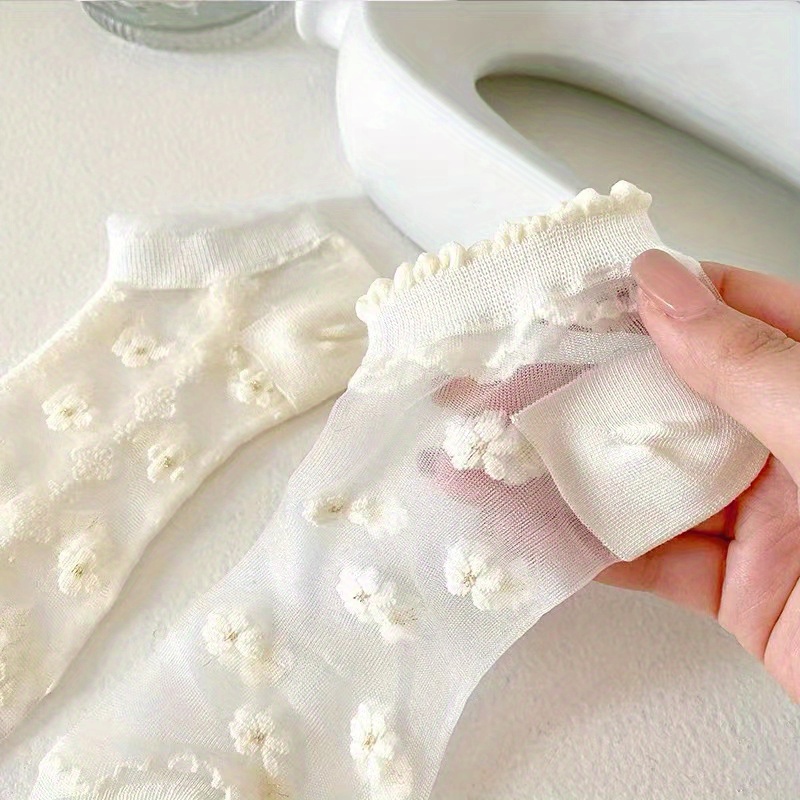 Girls Cute Floral Ankle Socks Mesh Breathable Comfortable - Temu Australia