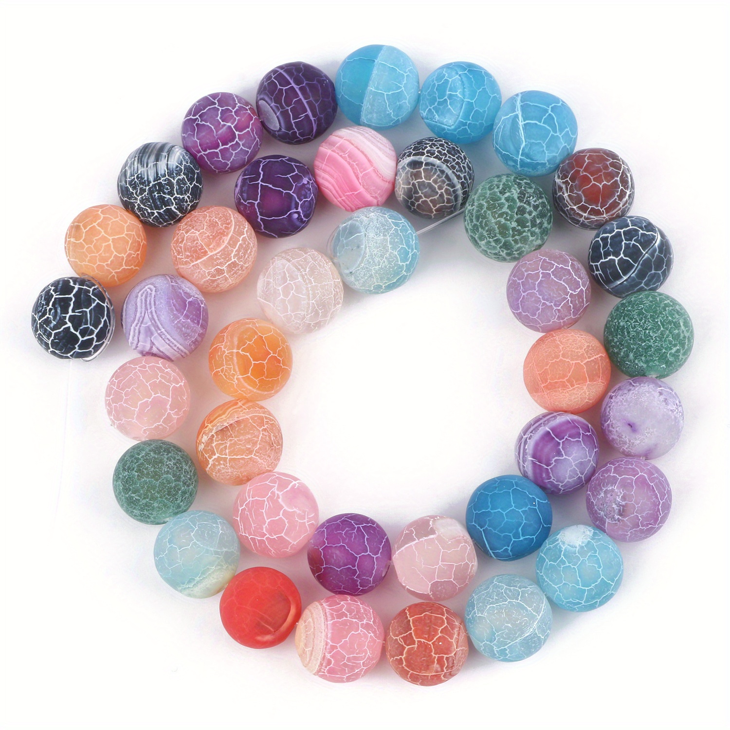 Natural Frost Cracked Agates Stone Beads Round Loose - Temu Canada