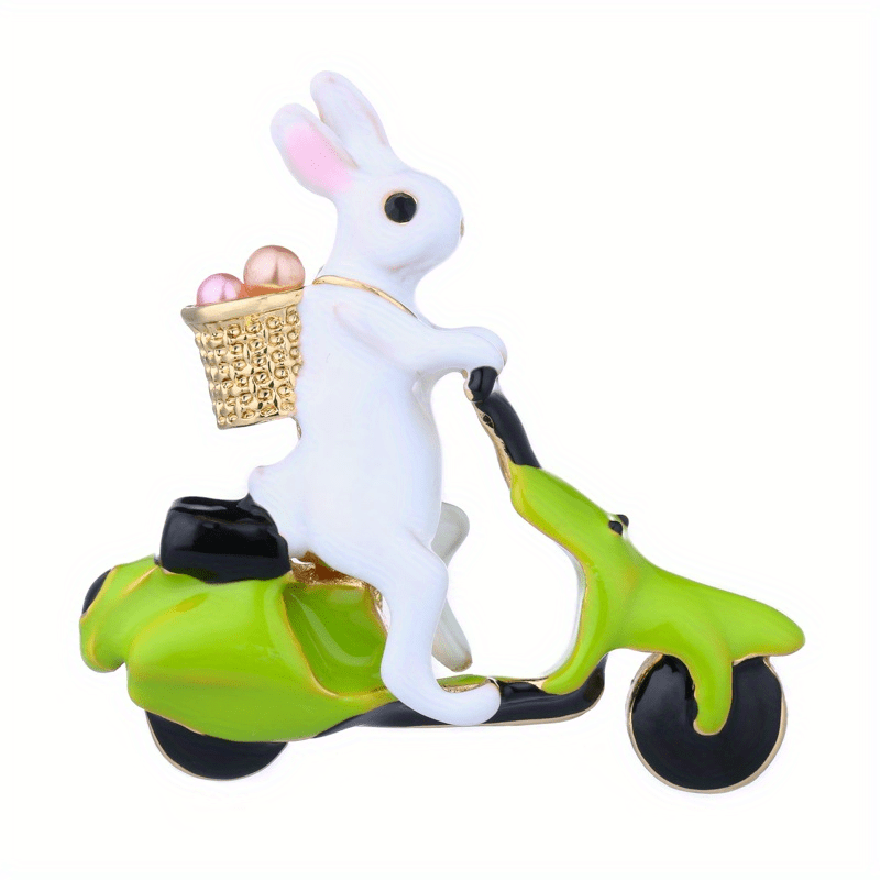 Enamel Rabbit Brooch Riding Bike Carry Basket Traveling - Temu New Zealand