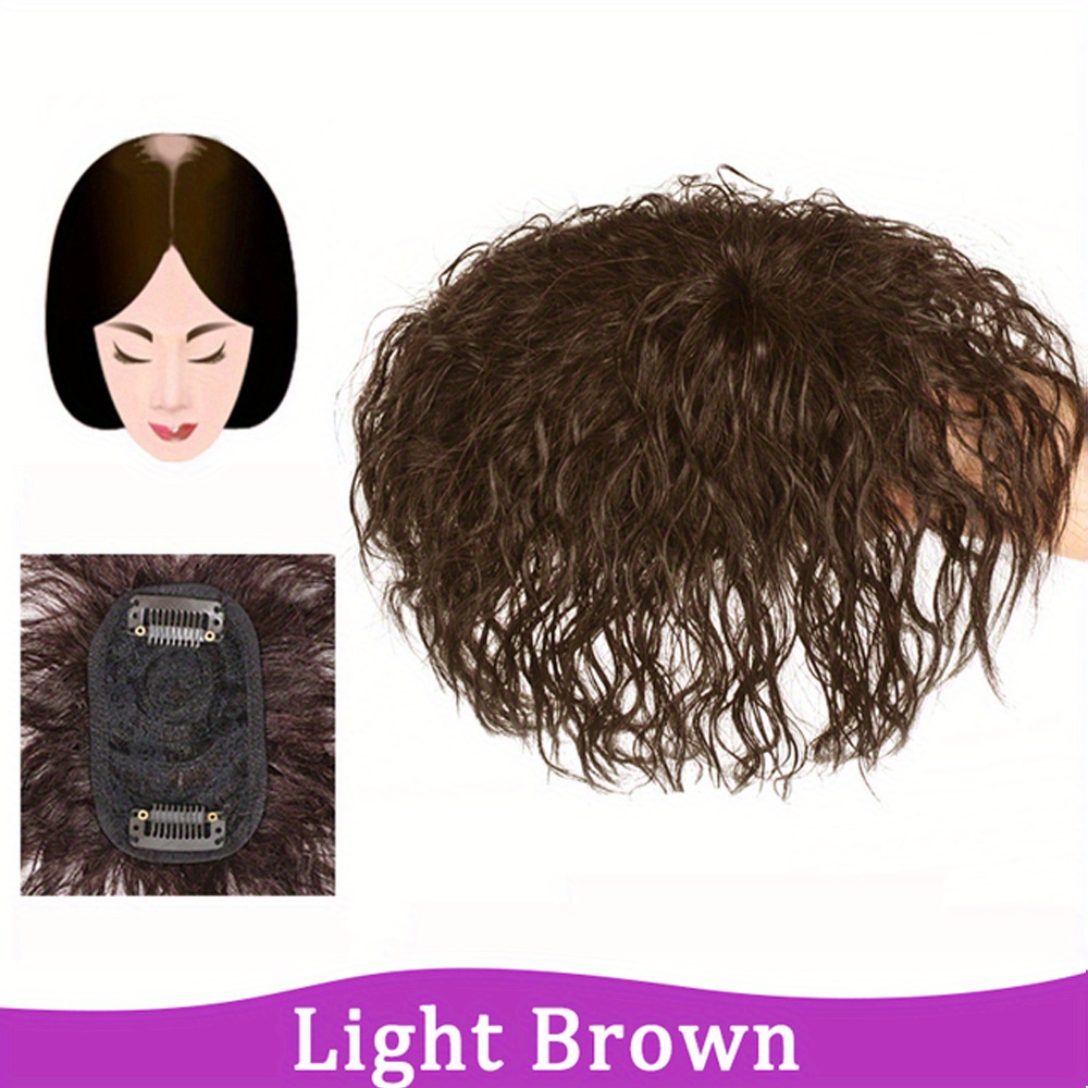 Brown Synthetic Hair Topper Bangs Clip In Hair - Temu