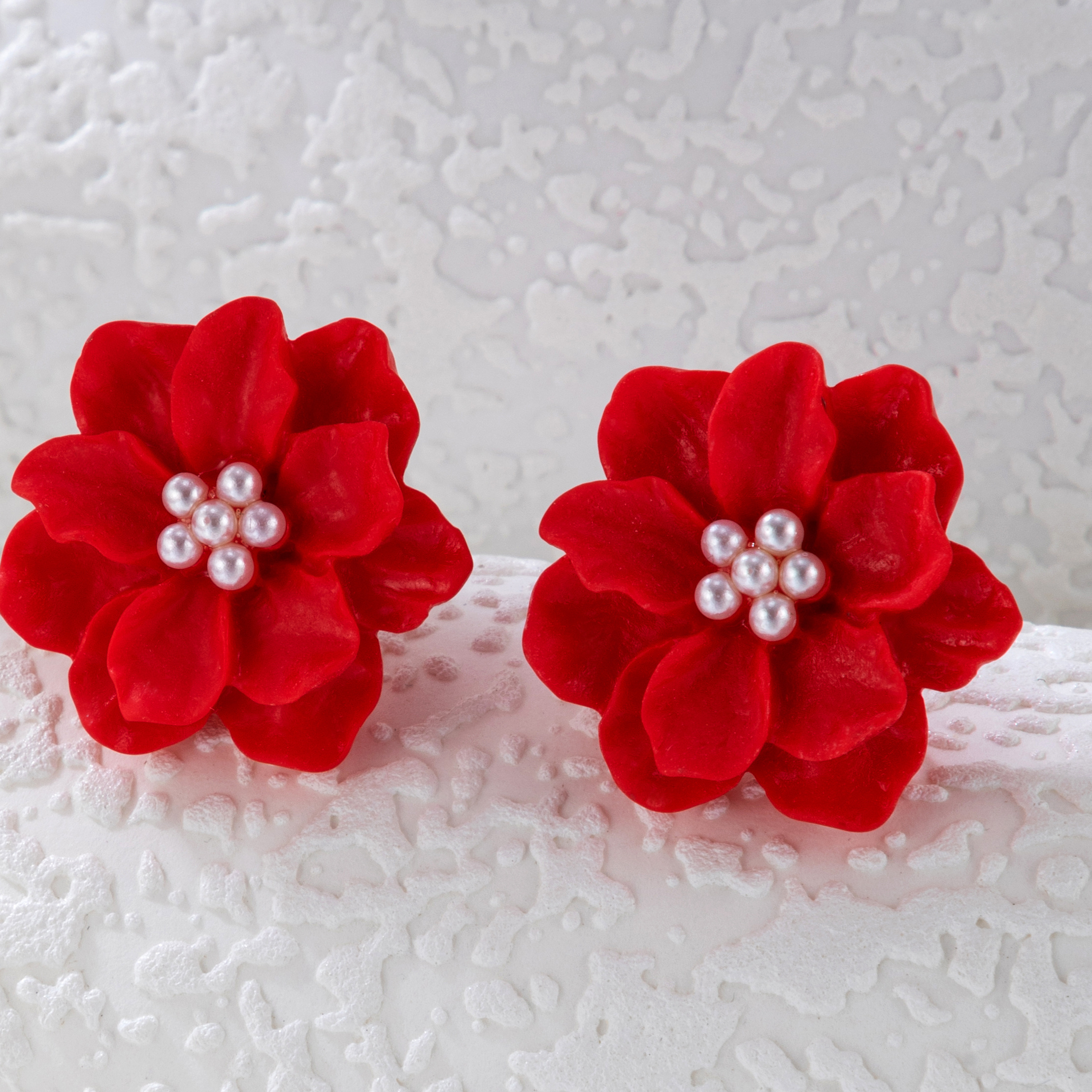 red design stud earrings pearl decor - Temu Canada