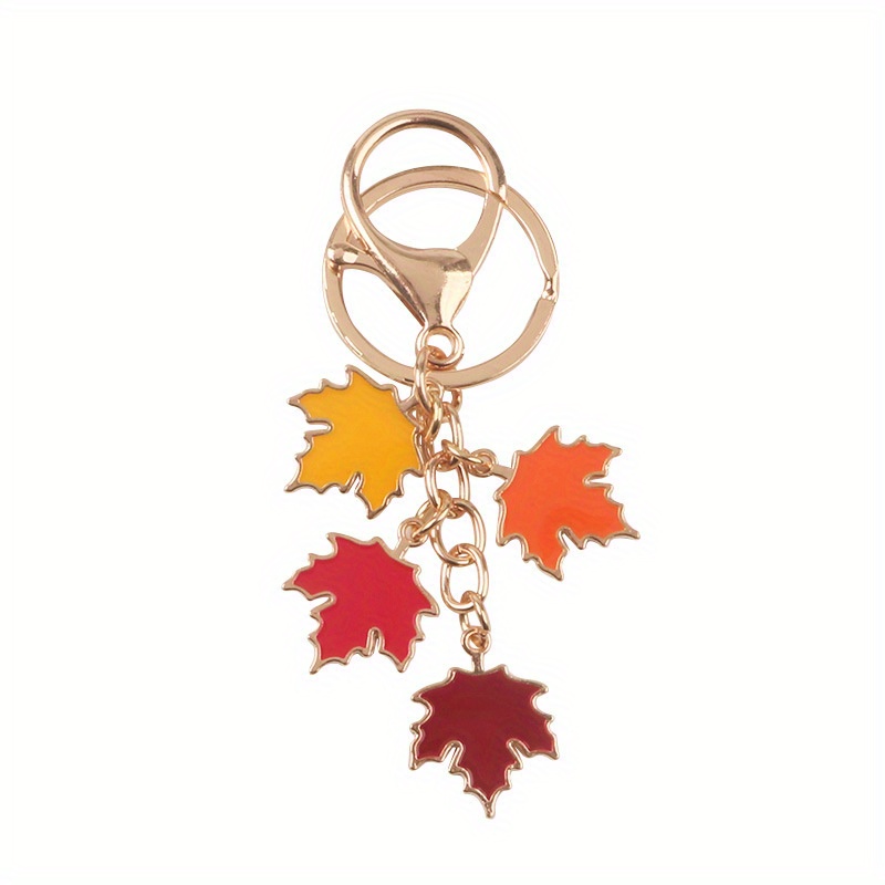 Pearl Maple Leaf Keychain Creative Charms Key Ring - Temu