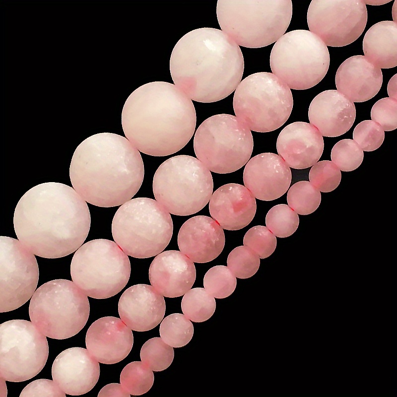 Natural Stone Beads Frosted Rose Quartz Round Loose Beads - Temu United ...