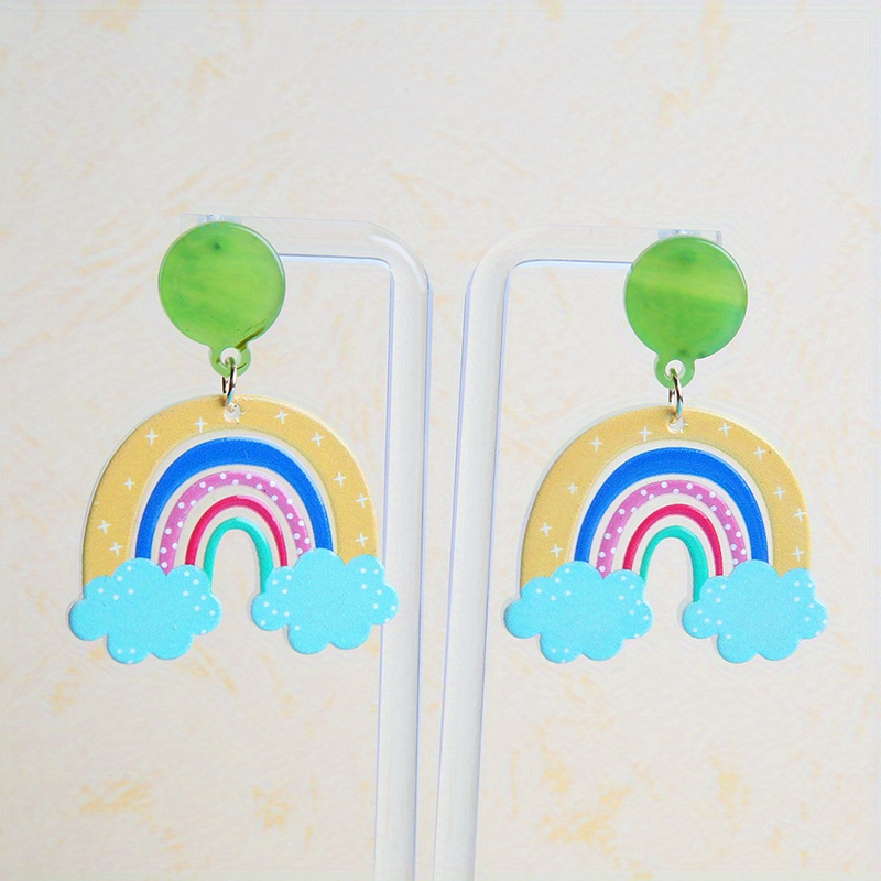 Rainbow Cloud Design Dangle Earrings Bohemian Cute Style - Temu Australia