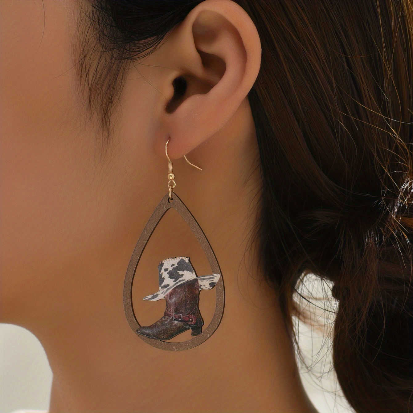 Western Ethnic Style Boots Drop Earrings Hollow Teardrop - Temu Norway