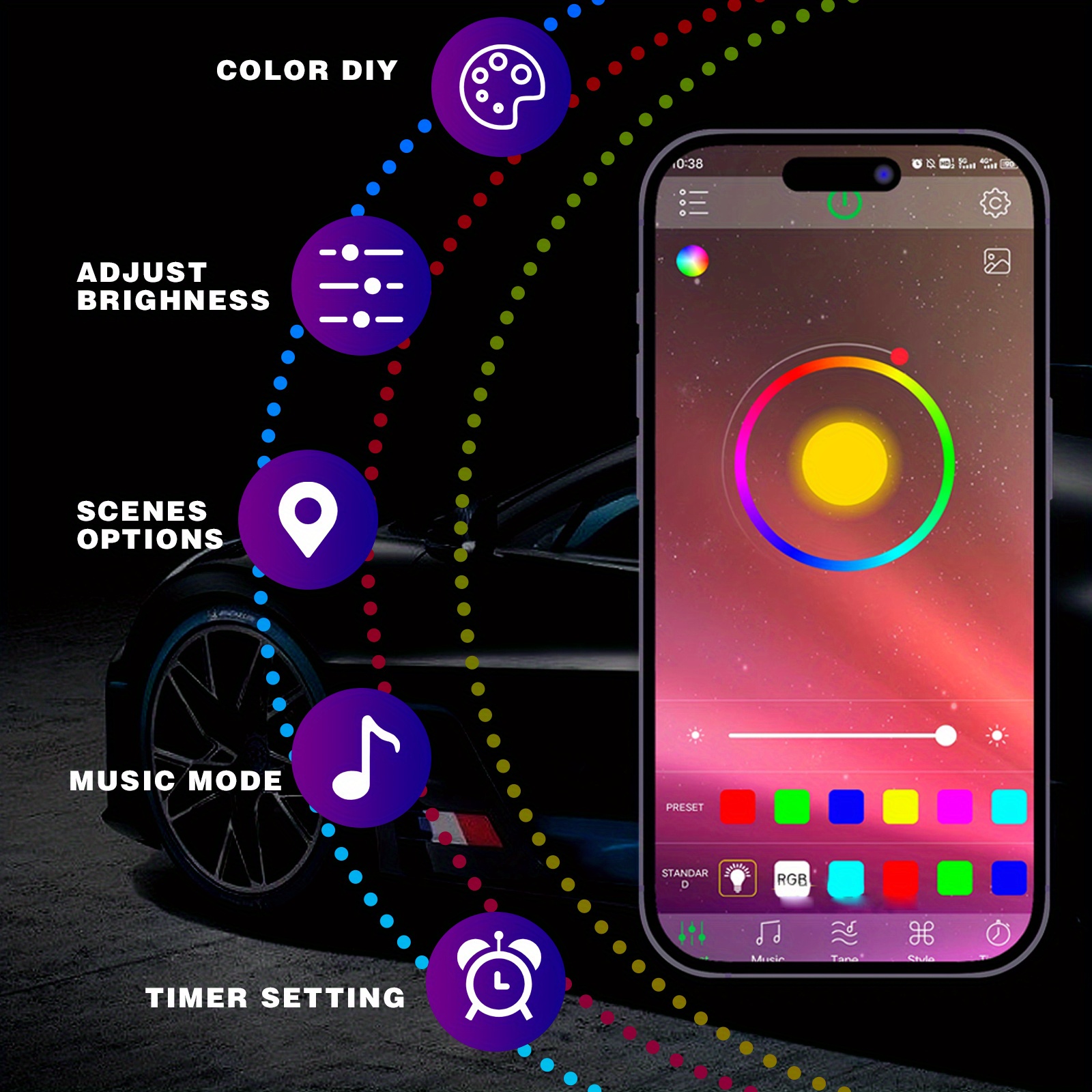 6 포드 Rgb Led 록 라이트 트럭용 다색 외부 조명 App 제어 음악 모드가 있는 방수 언 Temu Republic